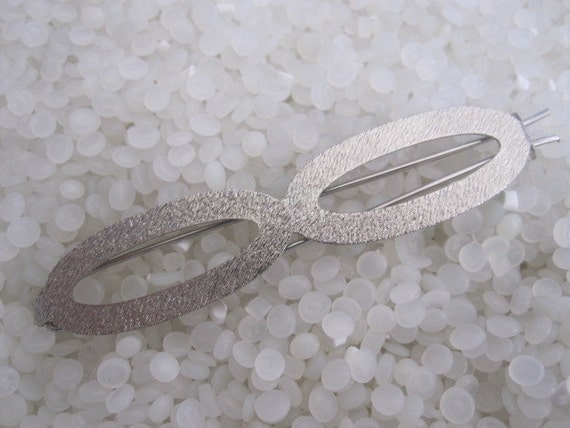 Beautiful vintage hair barrette silver tone textured | Etsy