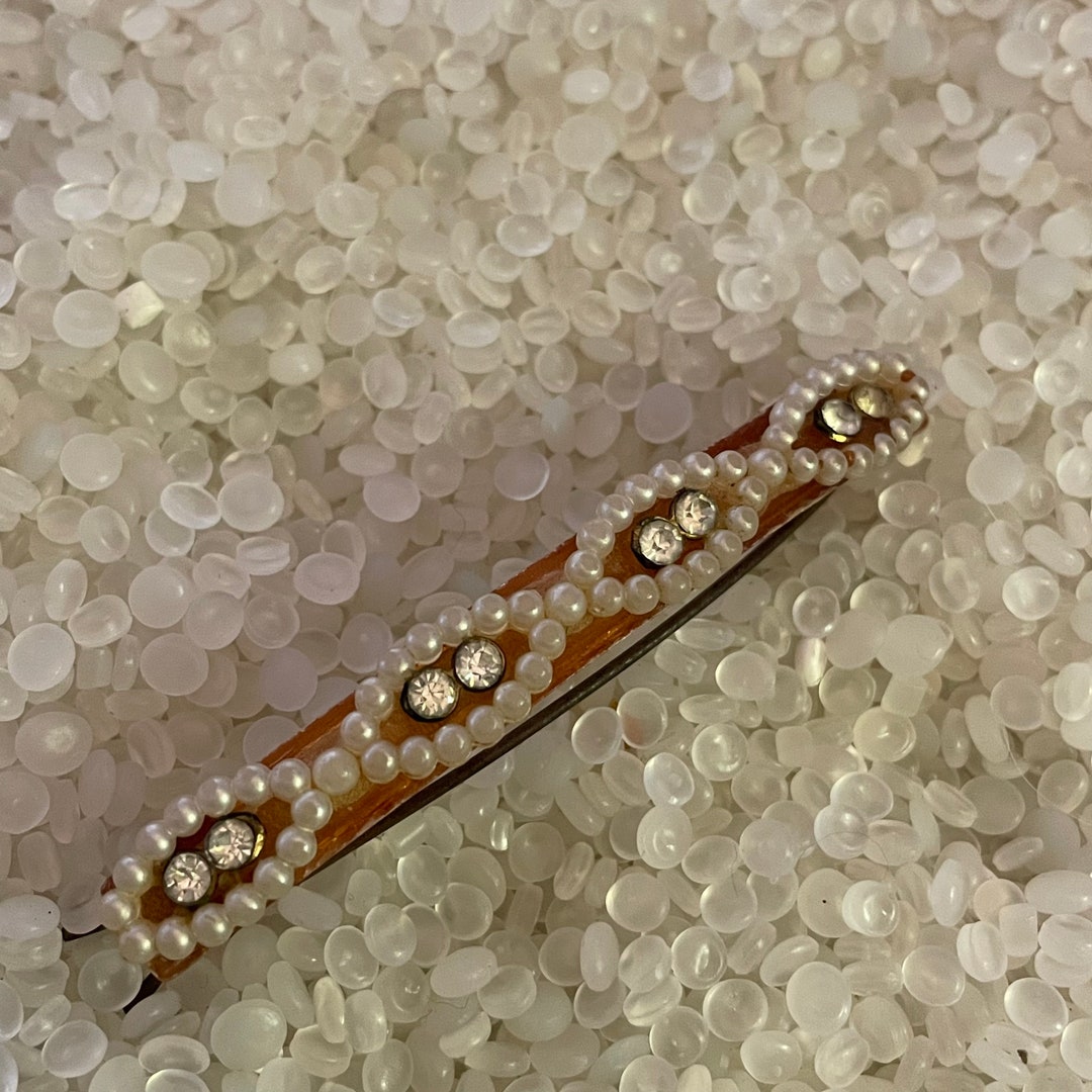 Vintage Hair Barrette Tortoiseshell ,pearl Like , Rhinestone Barrette ...