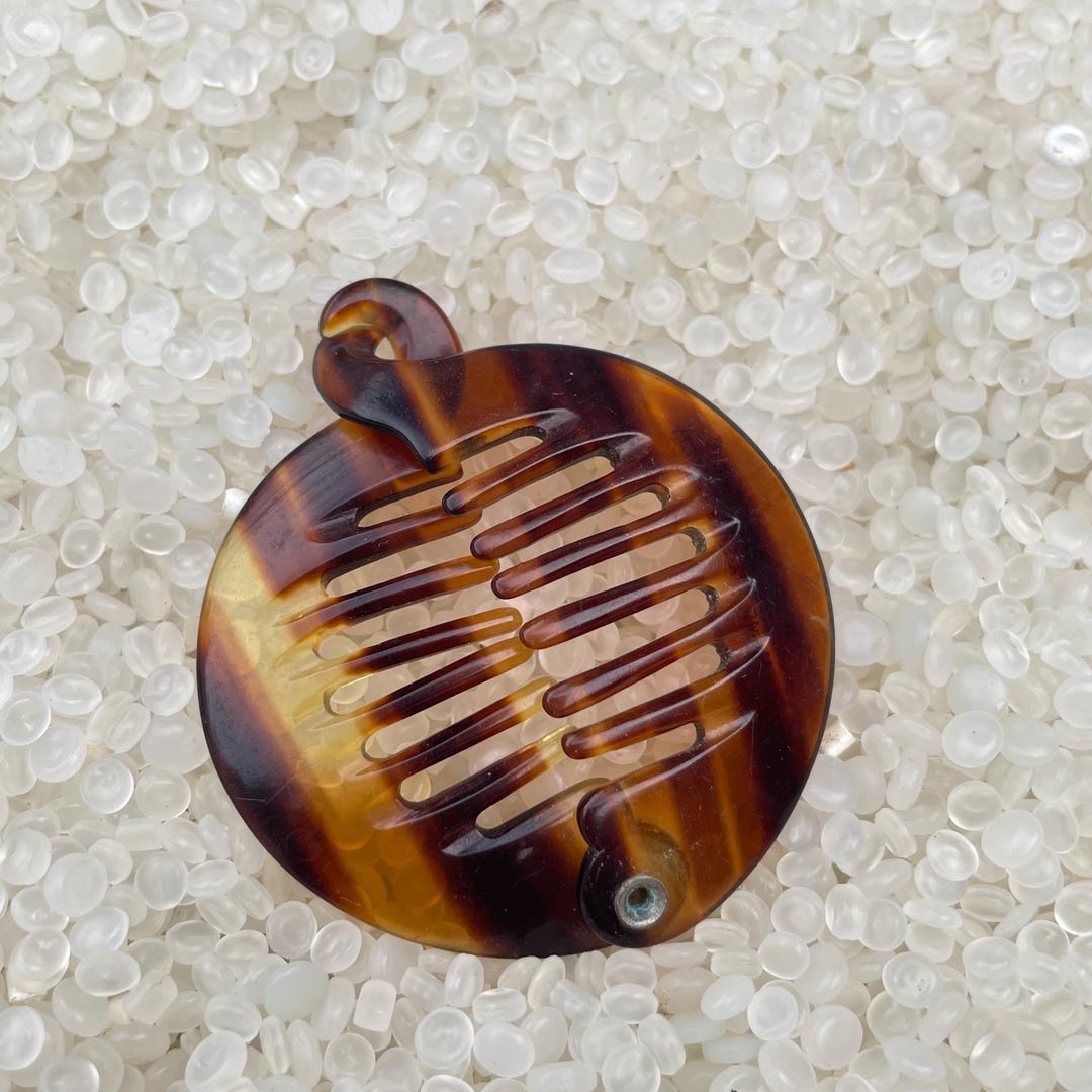 Vintage Hair Accessory, Ring Comb, Ponytail Holder, Tortoiseshell Brown ...