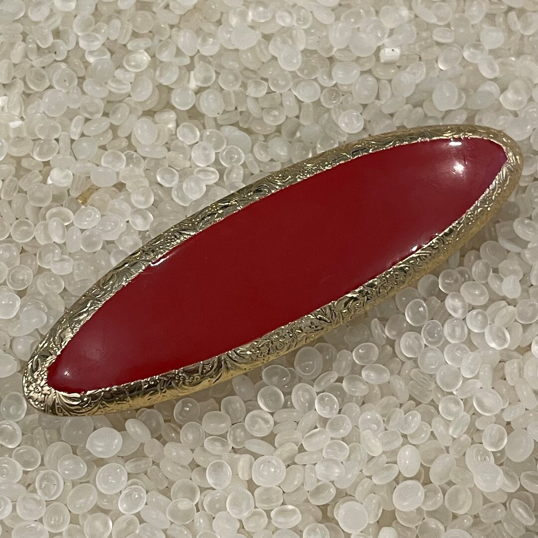 Vintage Barrette, Red and Gold , Old Barrette ,enamel Barrettes ...