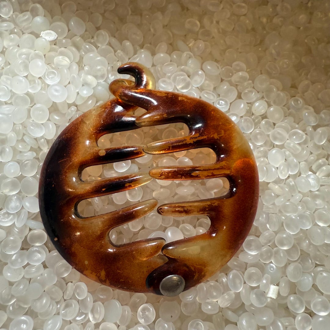 Vintage Hair Accessory, Ring Comb, Ponytail Holder, Tortoiseshell Brown ...