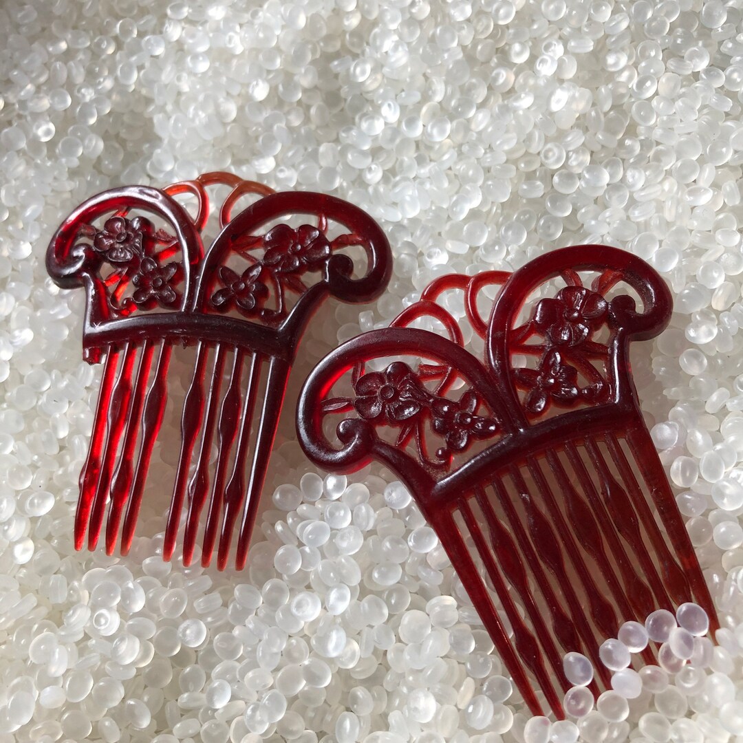 Vintage Combs , Rare Pair, Scroll Top Combs, Small Comb Pair, Vintage ...
