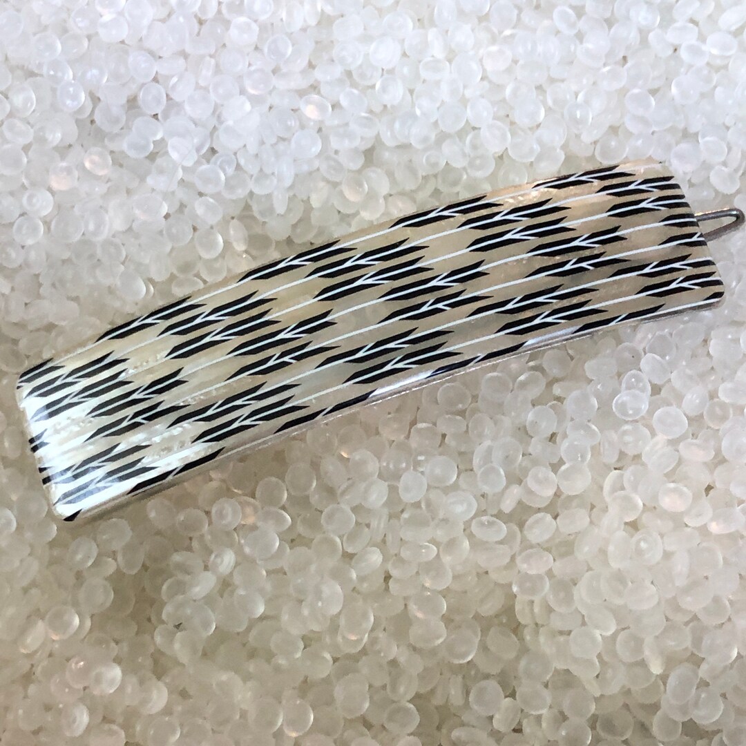 Vintage Barrette, 1980 Barrette, Retro Barrette, Black and Cream Design ...