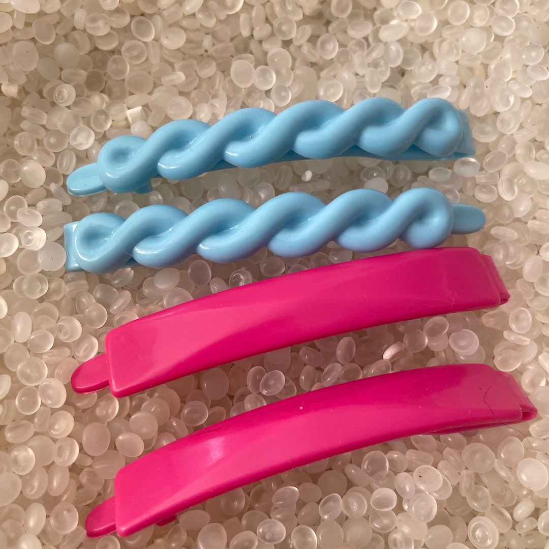 Vintage Barrette Plastic Children Barrettes,blue Twist Barrette,pink ...