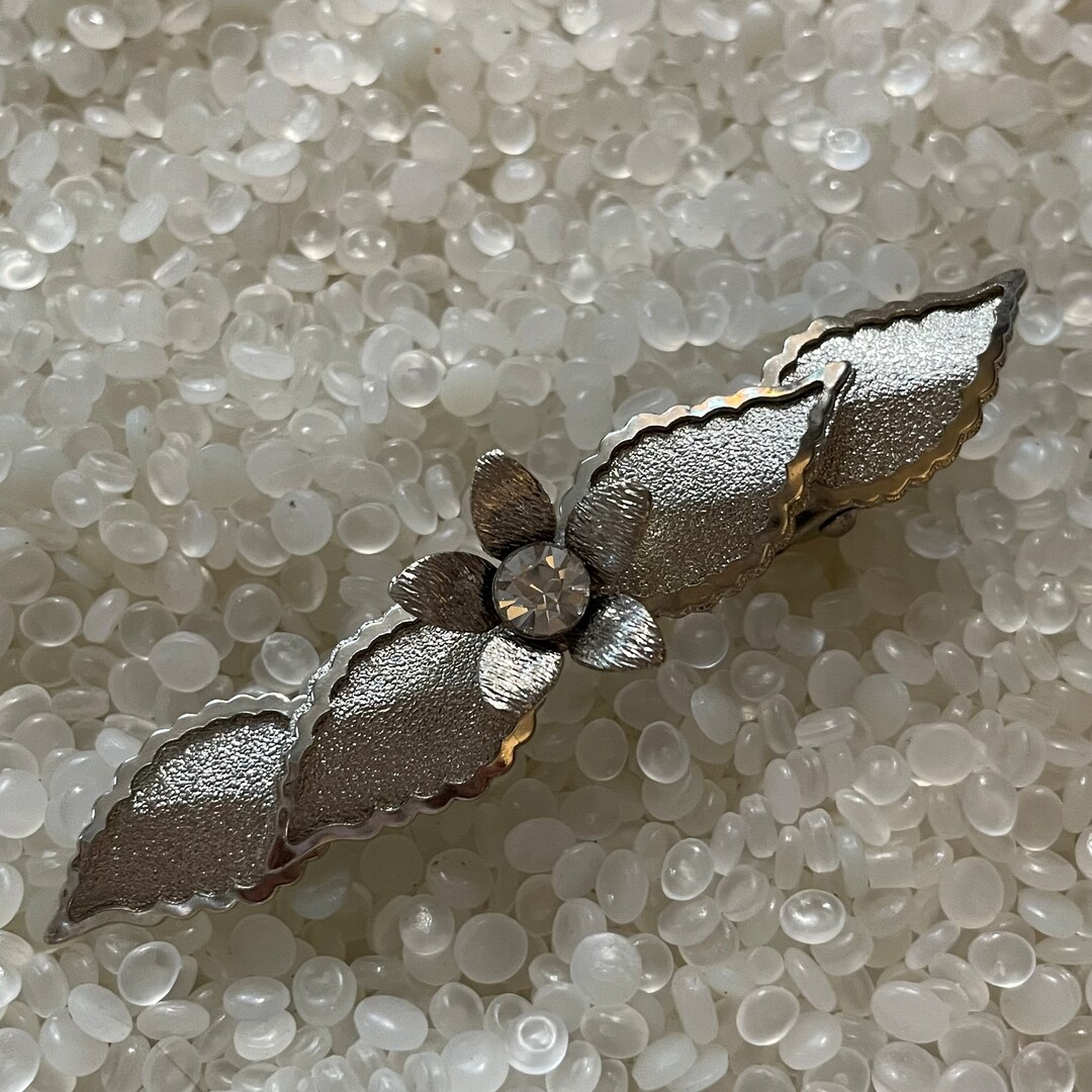 Beautiful Vintage Hair Barrette Silver Tone Textured Finish - Etsy