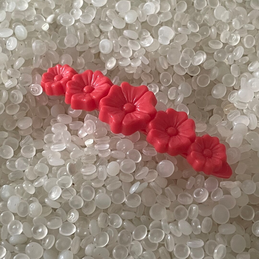 Vintage Barrette Plastic Childs Barrettes, Large Barrette, Red Flowers ...