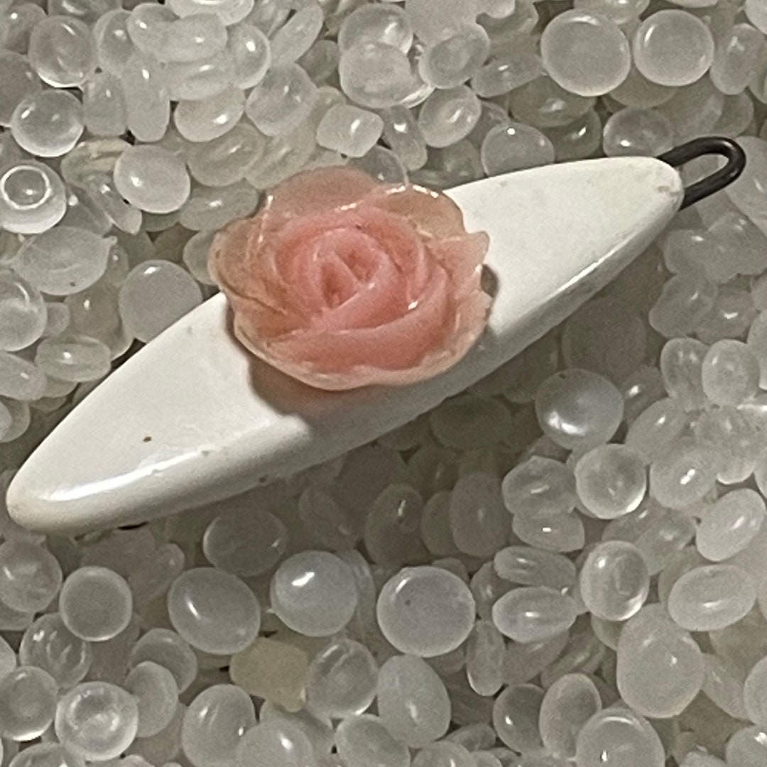 Vintage Hair Barrette,rose Barrette , White Barrette With Pink Rose ...