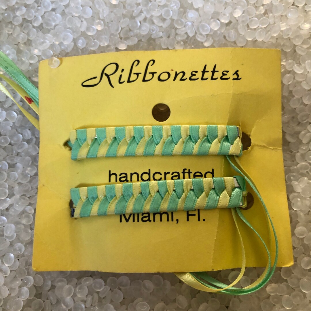 Vintage Barrette ,retro 1970s ,satin Ribbon Barrettes, NEVER USED ...