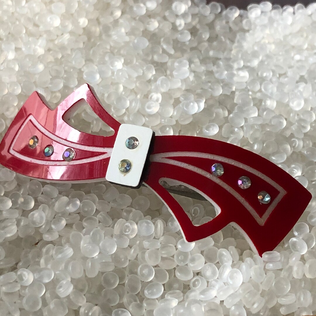 Vintage Barrette ,red Barrette, Red Bow Barrette, Mod Style Barrette - Etsy