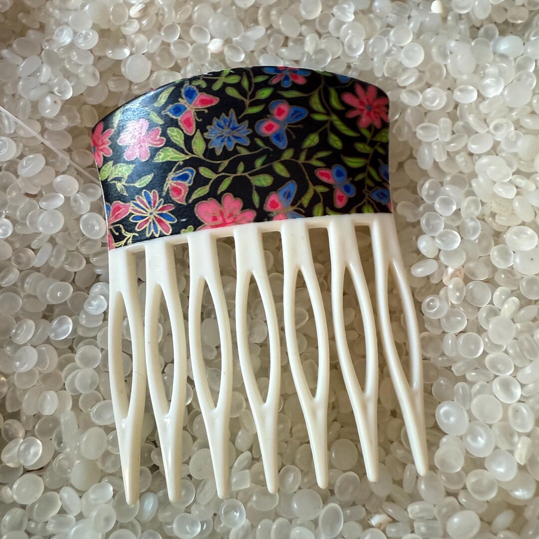Vintage Comb , Ivory Comb Color , Transfer Magenta Flowers Look ...