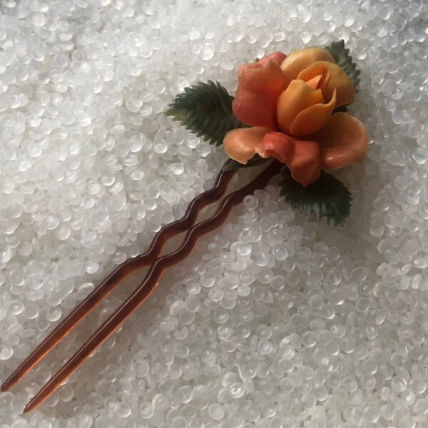 Coral Flower Hair Pin - Etsy