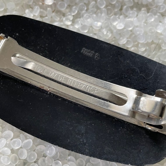 Vintage barrette, black marble look , plastic barrett… - Gem
