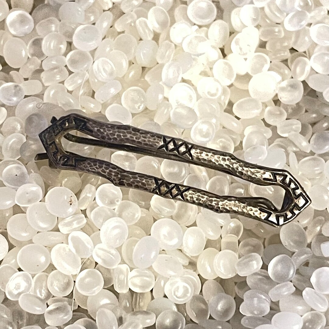 Antique Barrette, Vintage Hair Barrette Pewter Tone, Pressed Etched ...