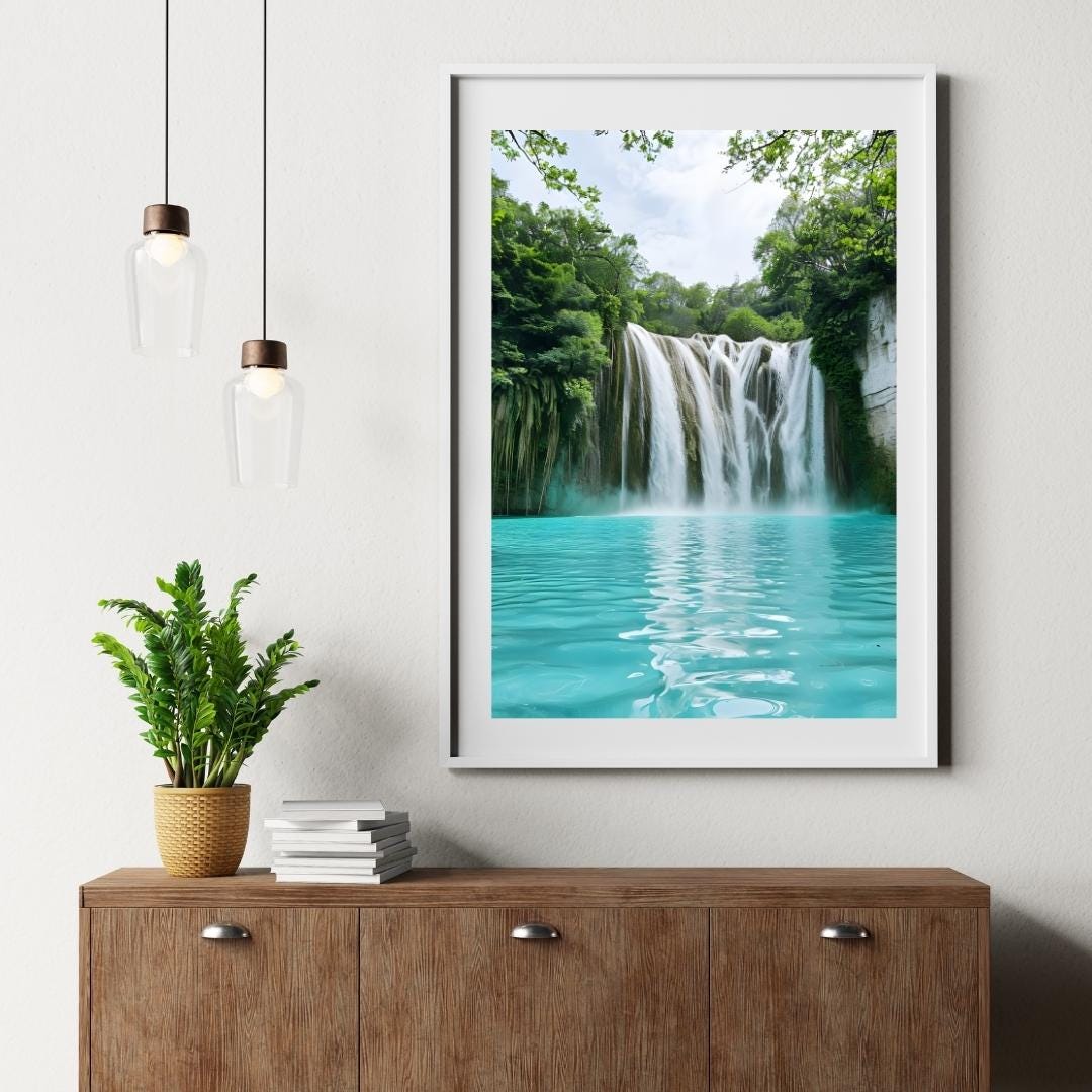 Cascading Waterfall Wall Art, Water Wall Art, Digital Design, Home ...