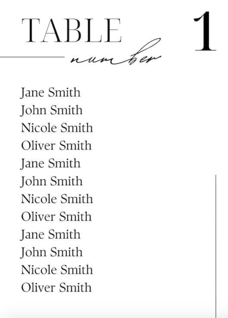 Customizable Event Table Number Sign Cards - Template - Etsy