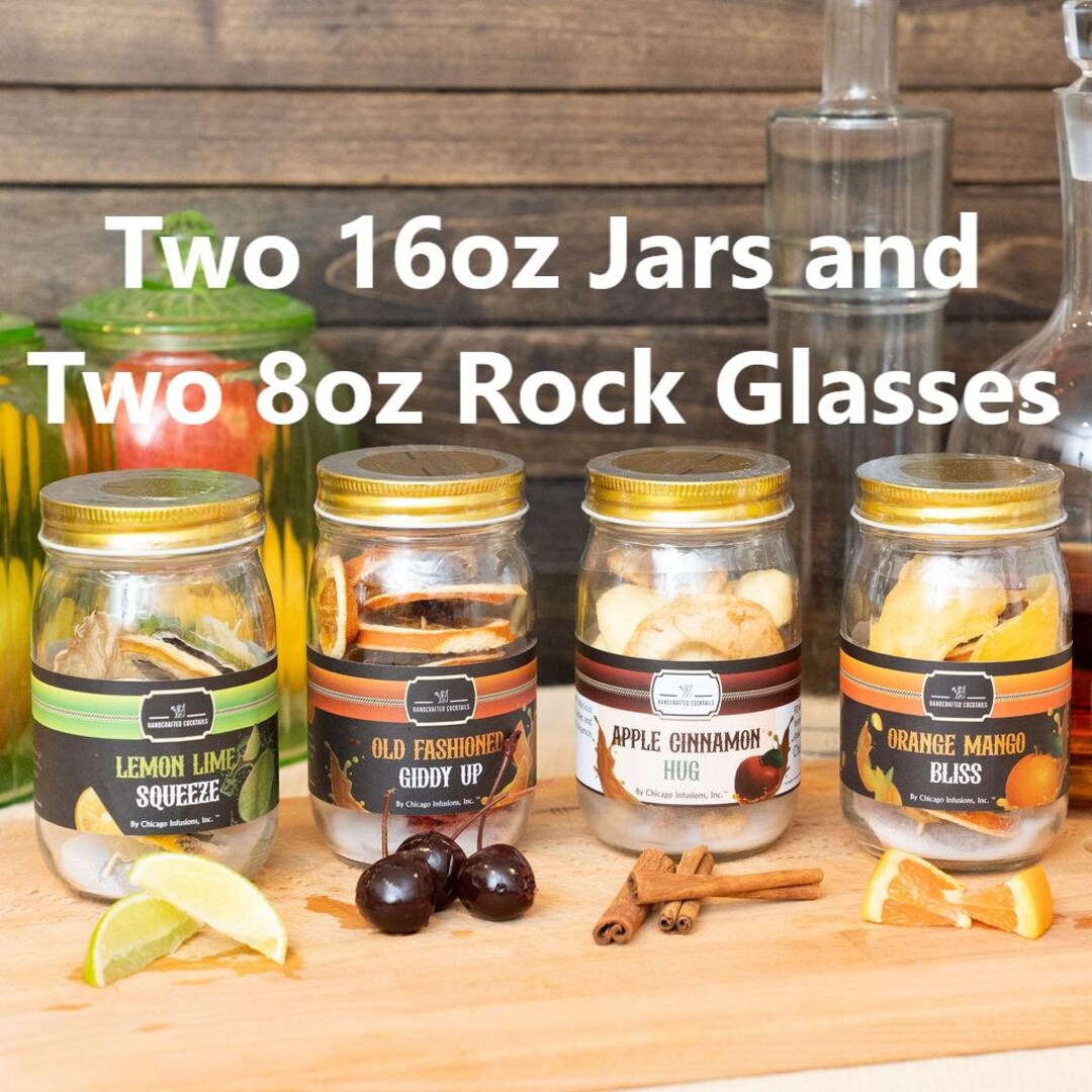 DIY Cocktail Infusion Kit: 2 Jars & Rocks Glasses - Party Gift - Etsy