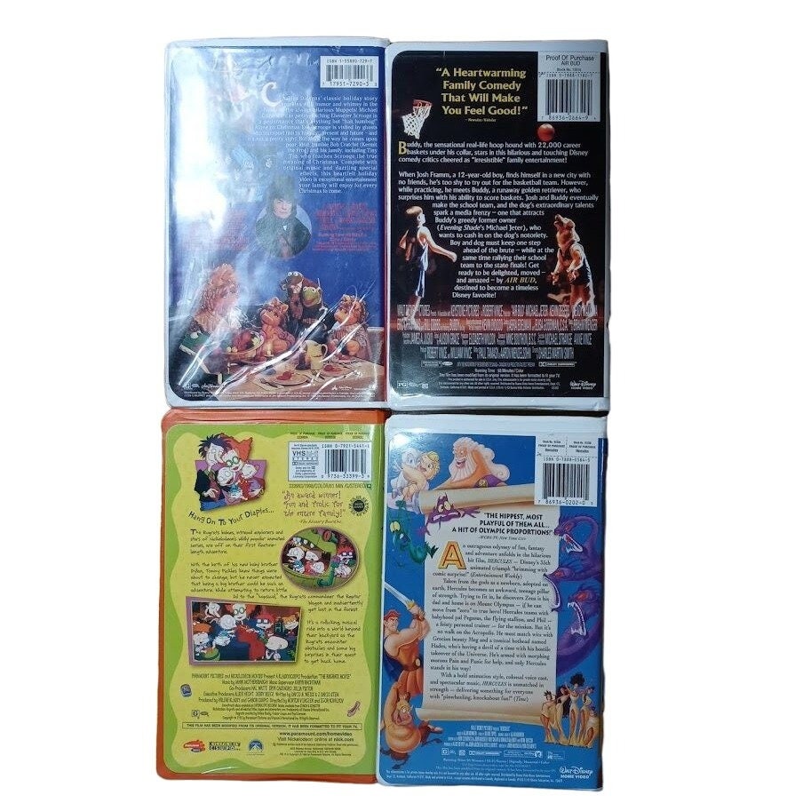 4 VHS Children and Family Movies Air Bud Hercules Rugrats Muppet ...