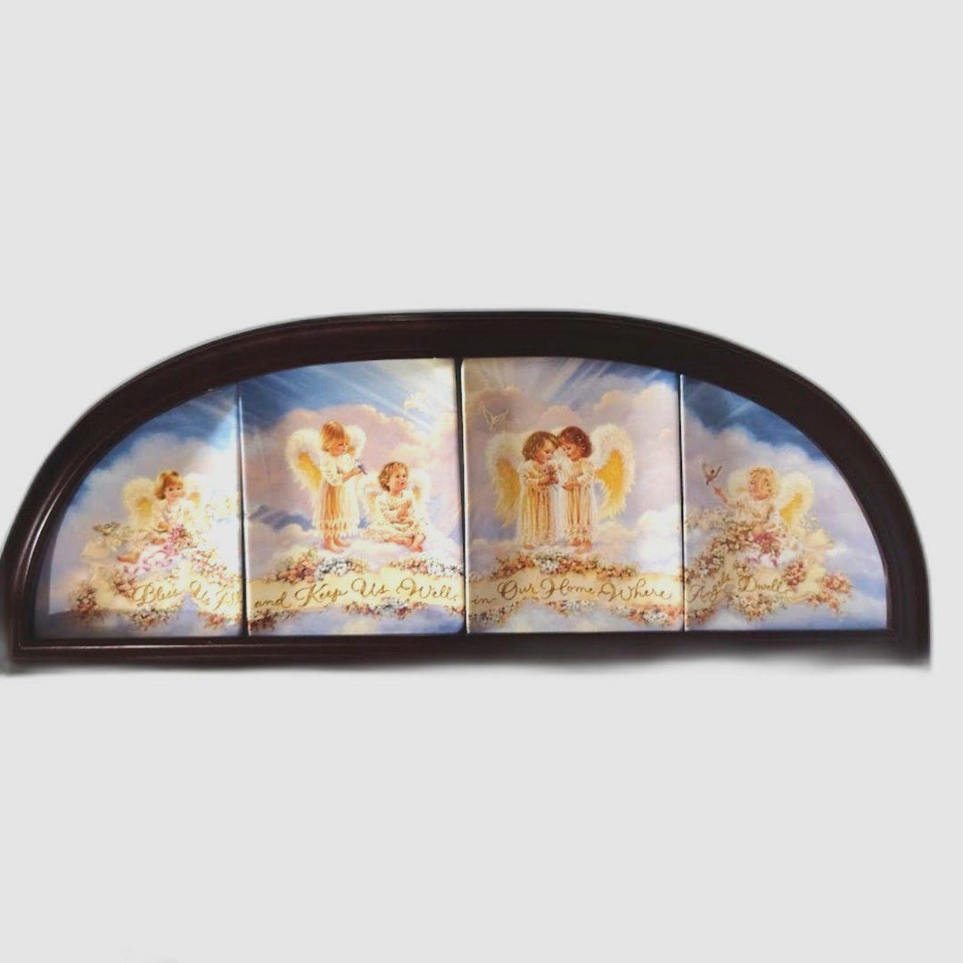 Bradford Exchange Angel Plates Set Bless Our Home Ceramics 27" Dona ...