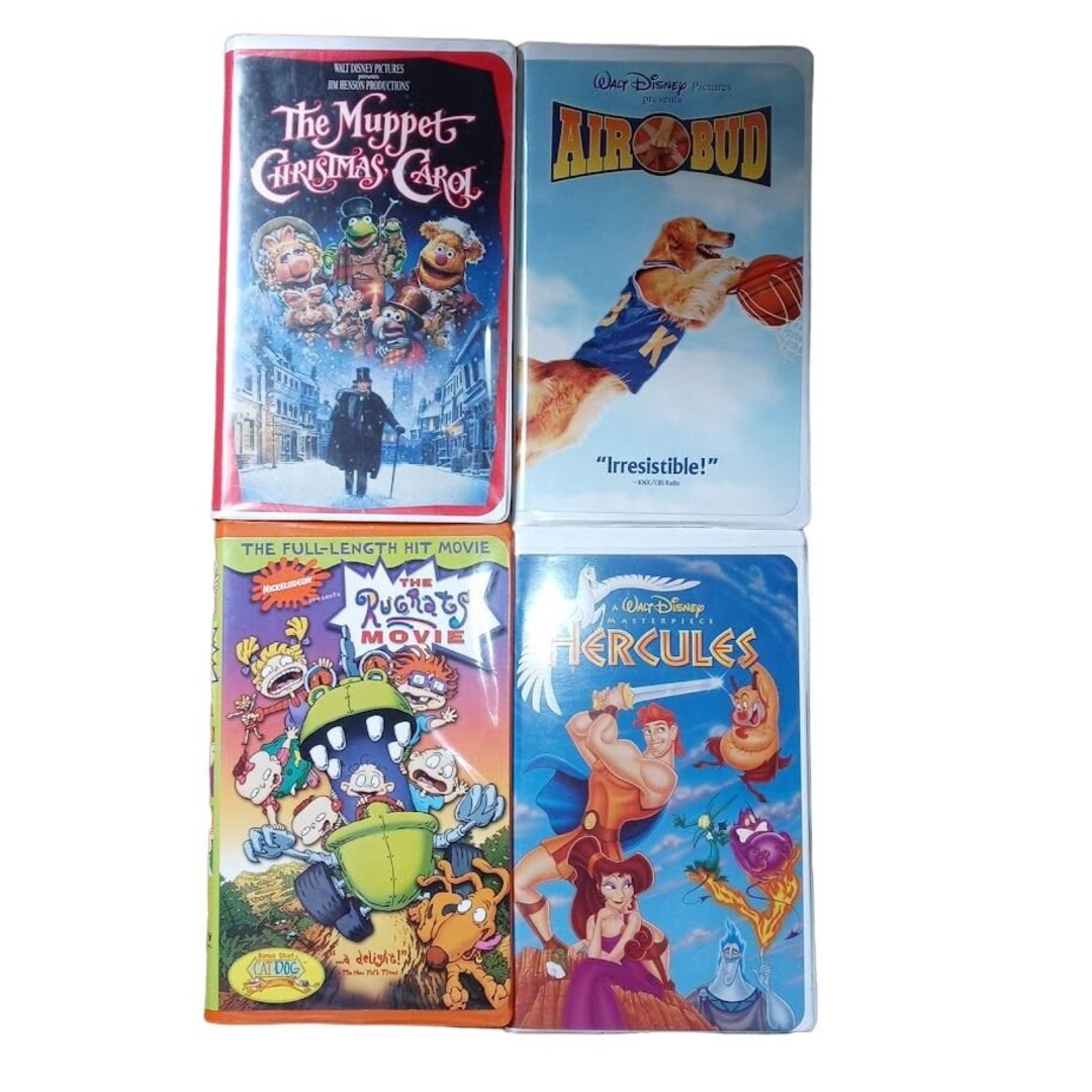 4 VHS Children and Family Movies Air Bud Hercules Rugrats Muppet ...