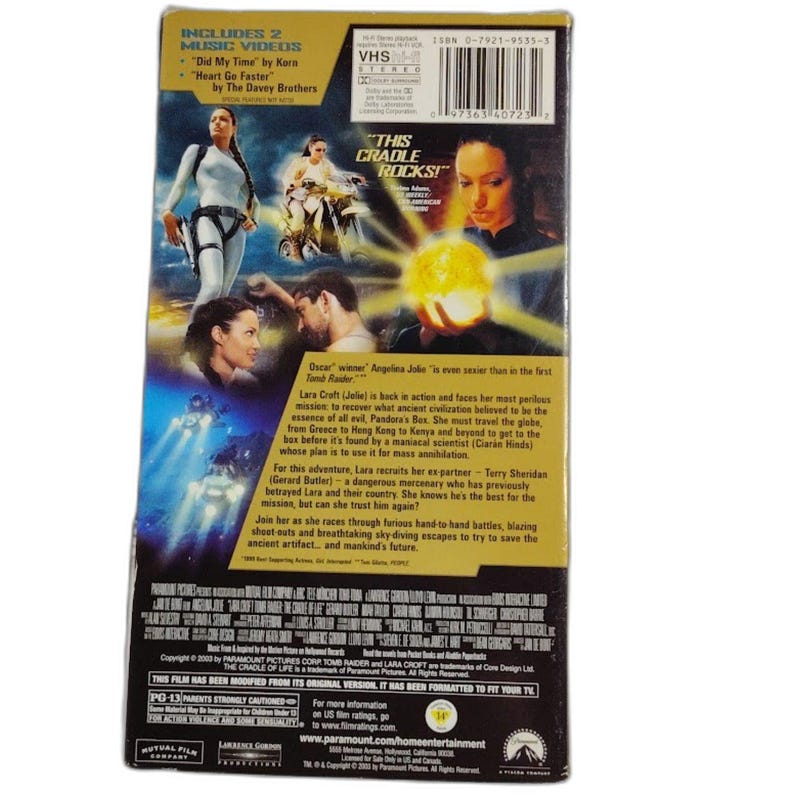 Tomb Raider the Cradle of Life Lara Croft Movie VHS PG 13 - Etsy