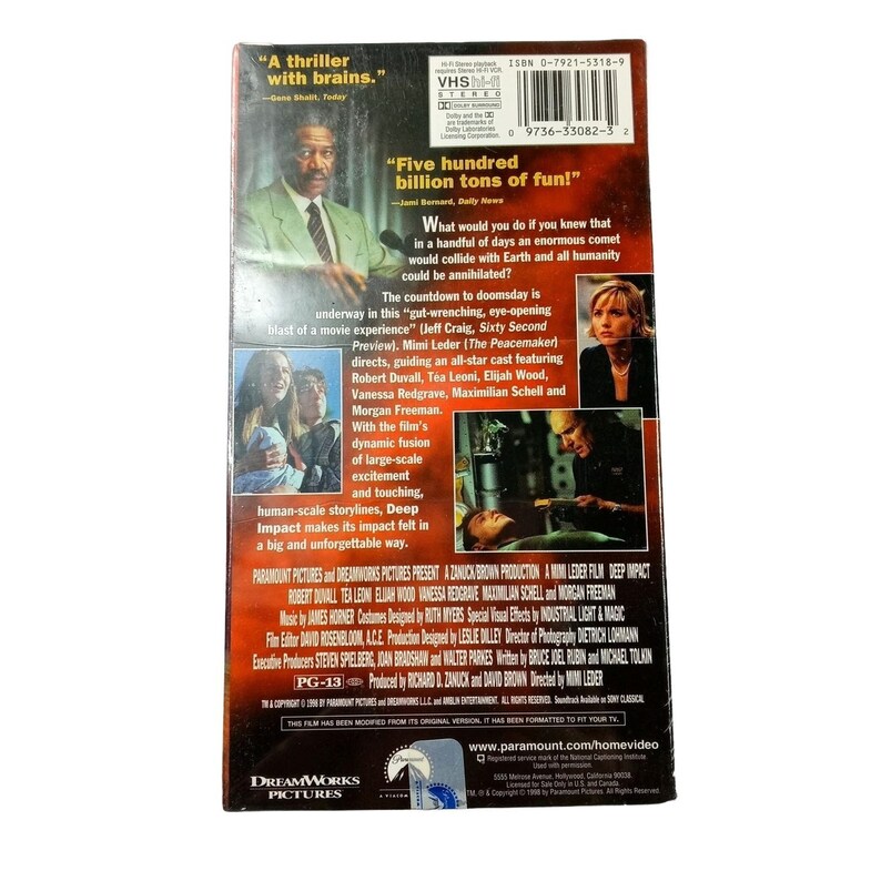 Deep Impact Movie New VHS Robert Duvall Vanessa Redgrave Morgan Freeman ...