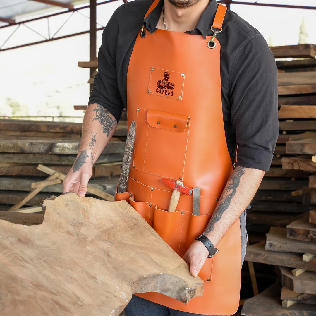 Personalized Leather Workshop Apron: Tool Pocket, Custom Chef Apron - Etsy