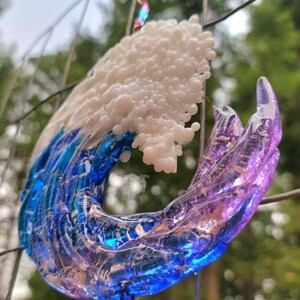 Glass Ocean Wave Sun Catchers Ashes Infused Glass Memorial Cremation ...
