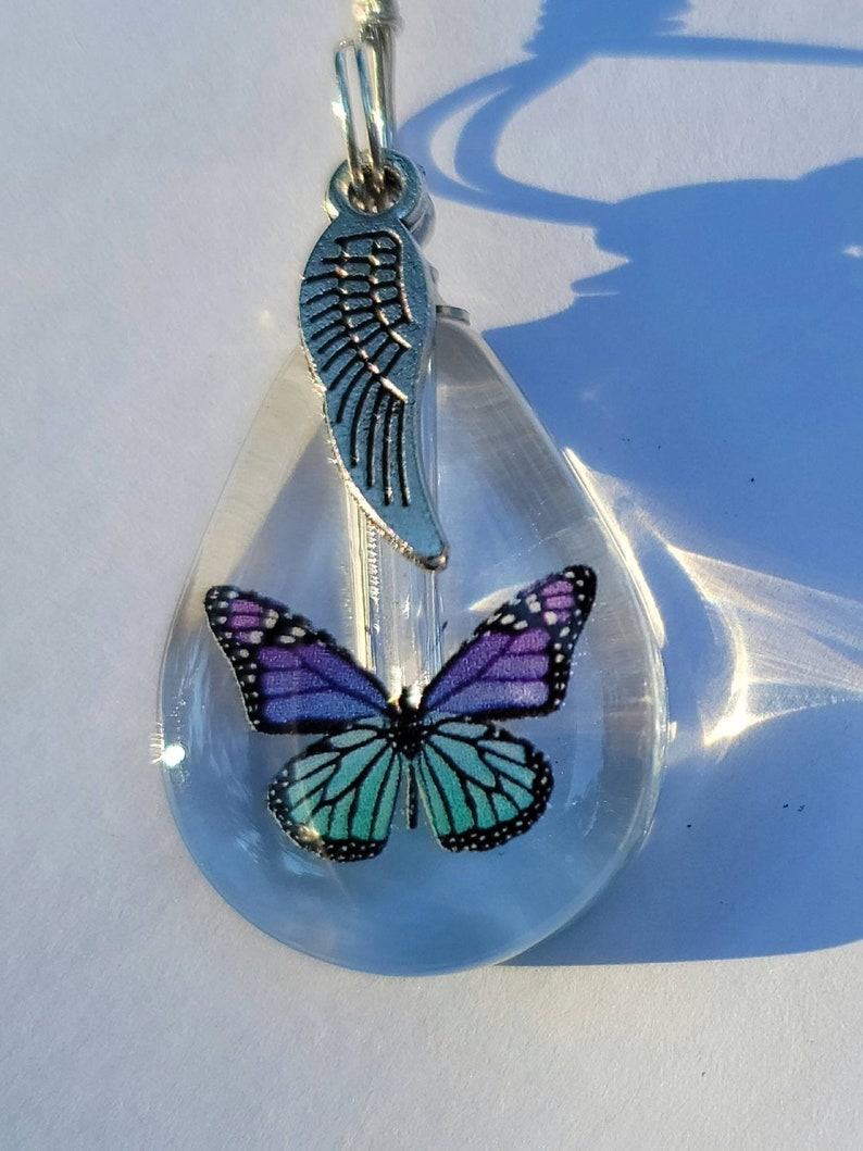 Crystal Glass Urn Purple Blue Butterfly Angel Wing Bottle | Etsy