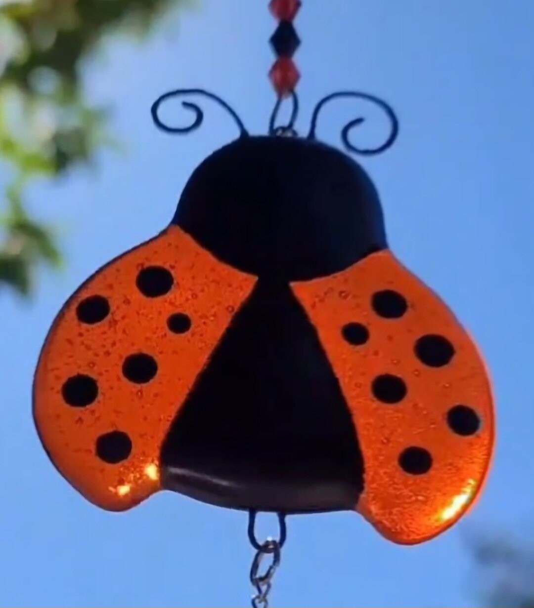 Ash Infused Glass Ladybug Cremation Urn Sun Catchers Ashes in Glass ...