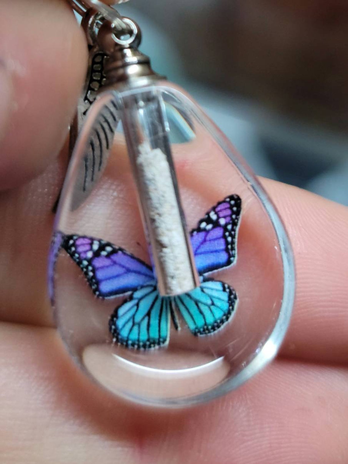 Crystal Glass Urn Purple Blue Butterfly Angel Wing Bottle | Etsy