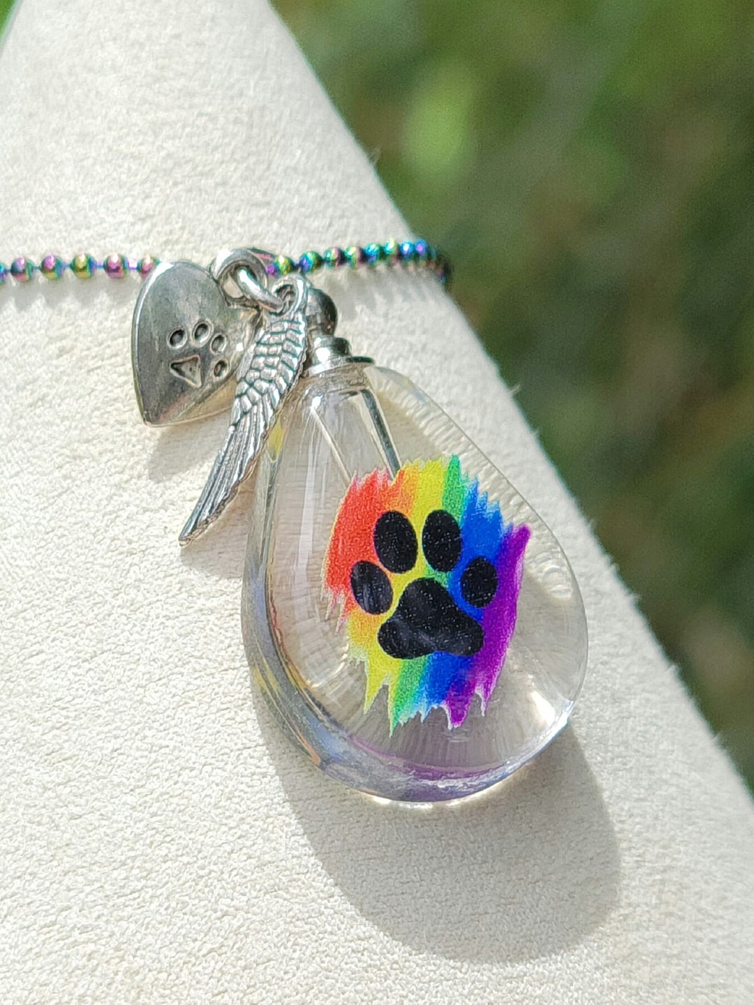 DIY Rainbow Bridge Paw Print Cremation Jewelry Crystal Bottle Urn ...