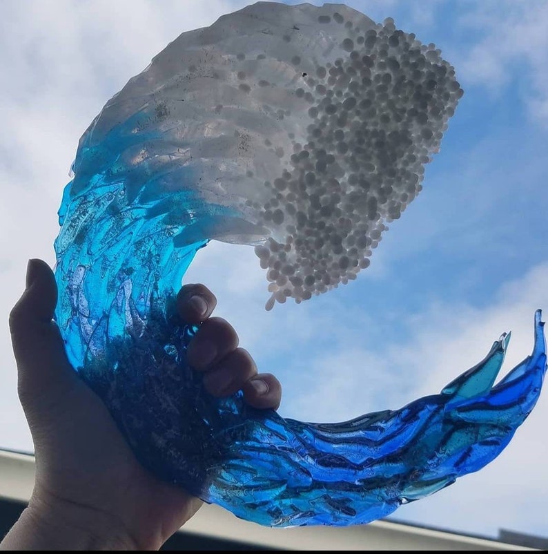 3D Ocean Wave Ashes Infused Glass Cremation Memorial Art - Etsy UK