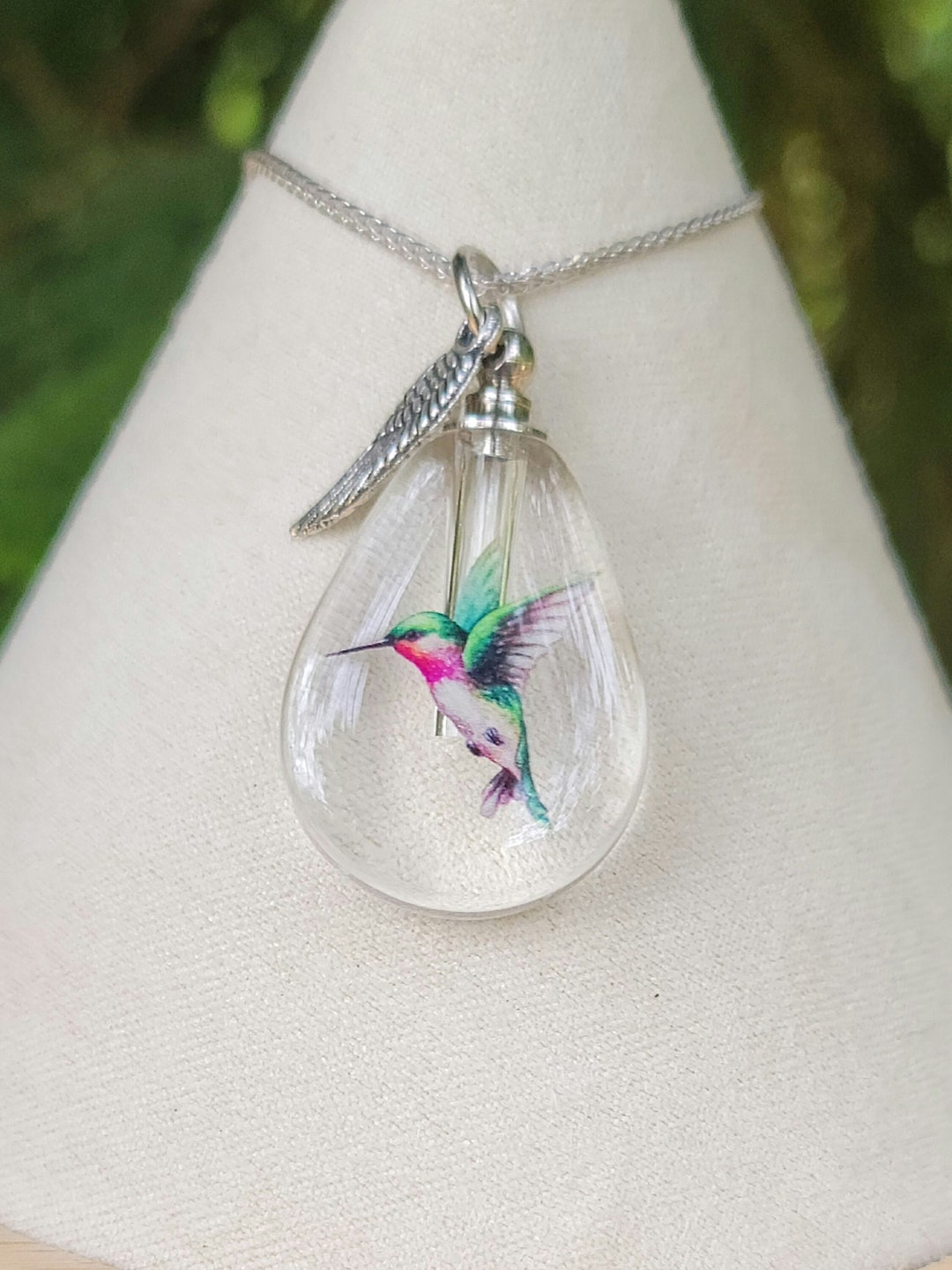 Hummingbird Cremation Jewelry Wish Bottle Urn Necklace for Ashes ...
