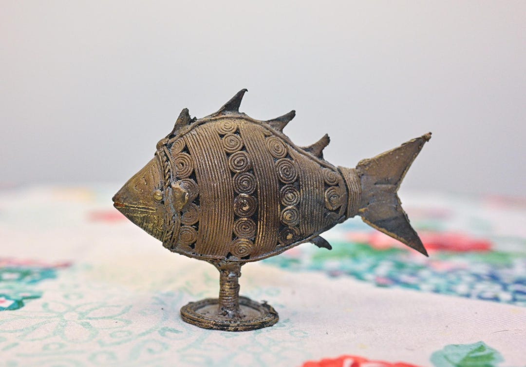 Antique Indian Brass Fish Statue Dhokra Style Art - Etsy