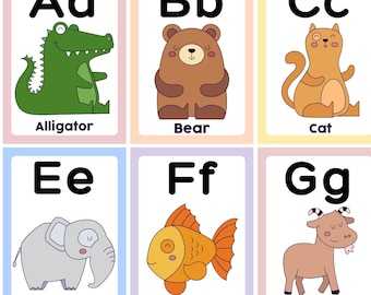 Animal Alphabet Letter Flashcards - Etsy