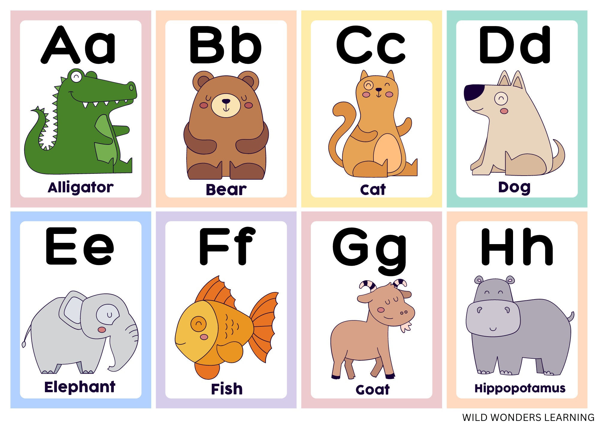 Animal Alphabet Flashcards - Etsy