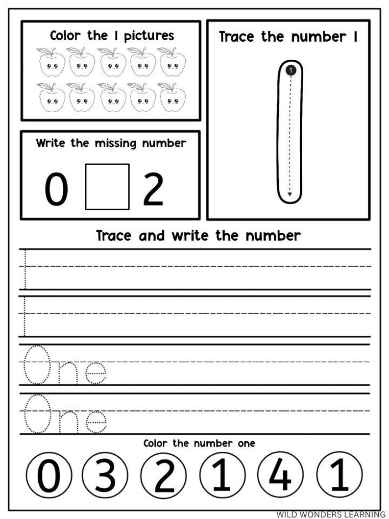 Numbers 1-10 Skills Worksheets - Etsy