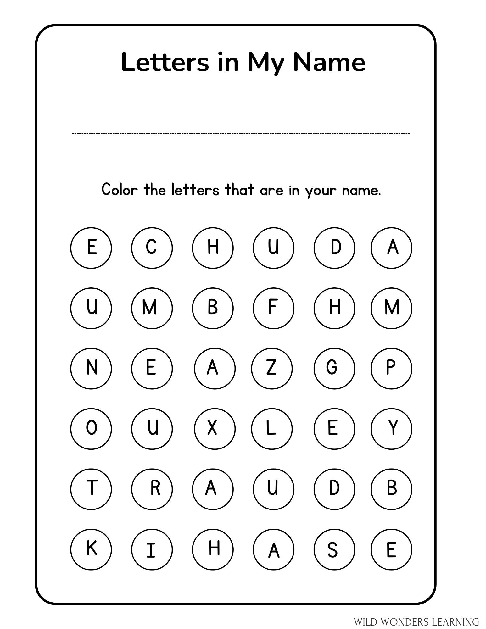 Letters in My Name Worksheet - Etsy
