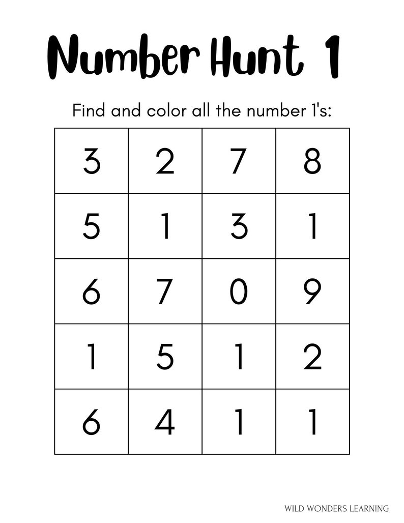 Number Hunt Pages - Etsy