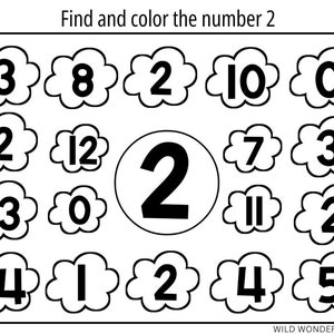 Find and Color the Number 0-20 - Etsy