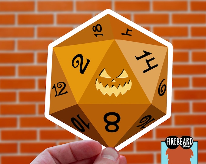 DND STICKER PUMPKIN Dice, Dnd Fall Sticker, Dnd Halloween Sticker, D20 ...