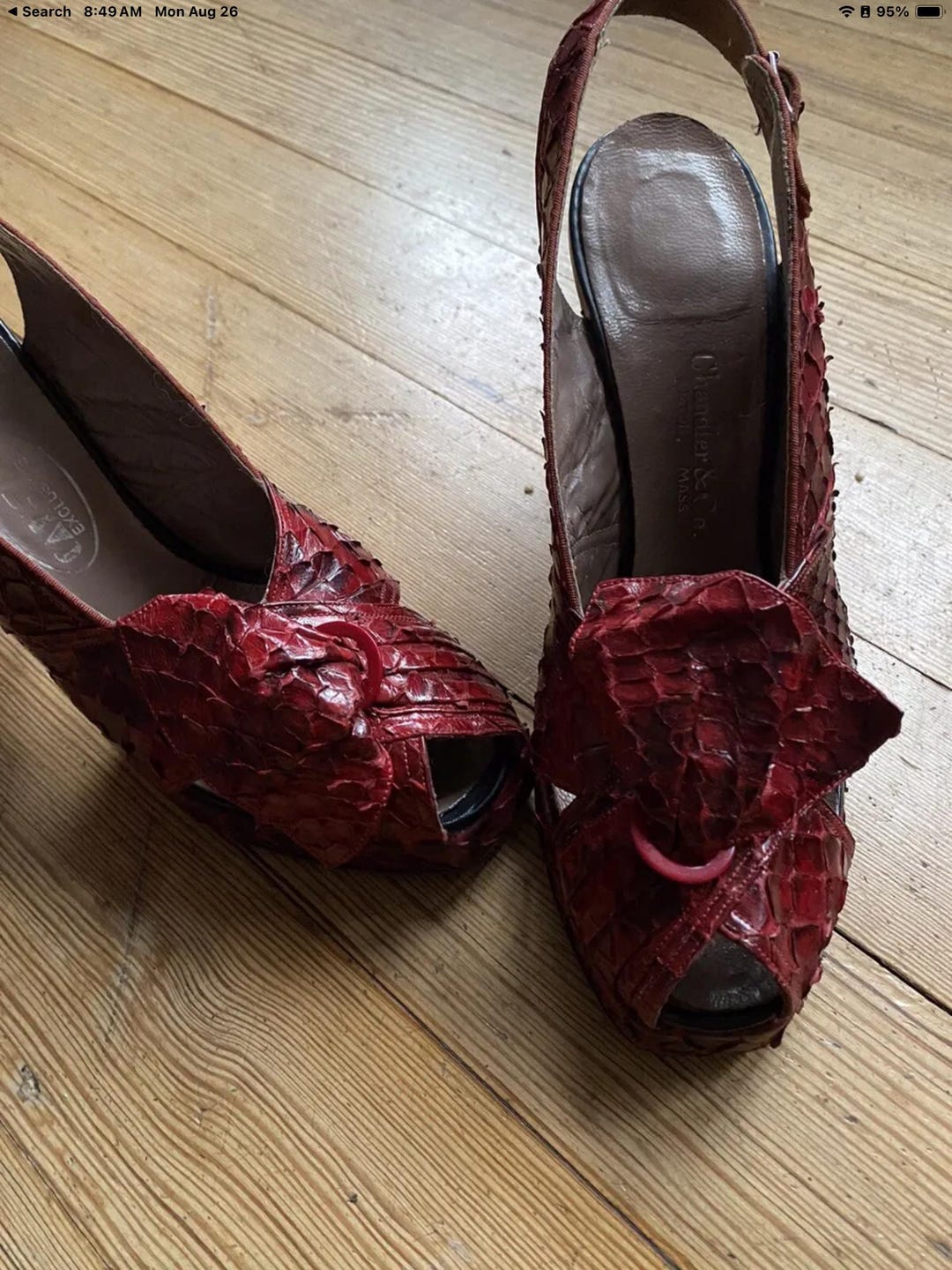 Stunning, True Vintage, Chandler & Co., Ladies Skin Heels, Ruby Red ...