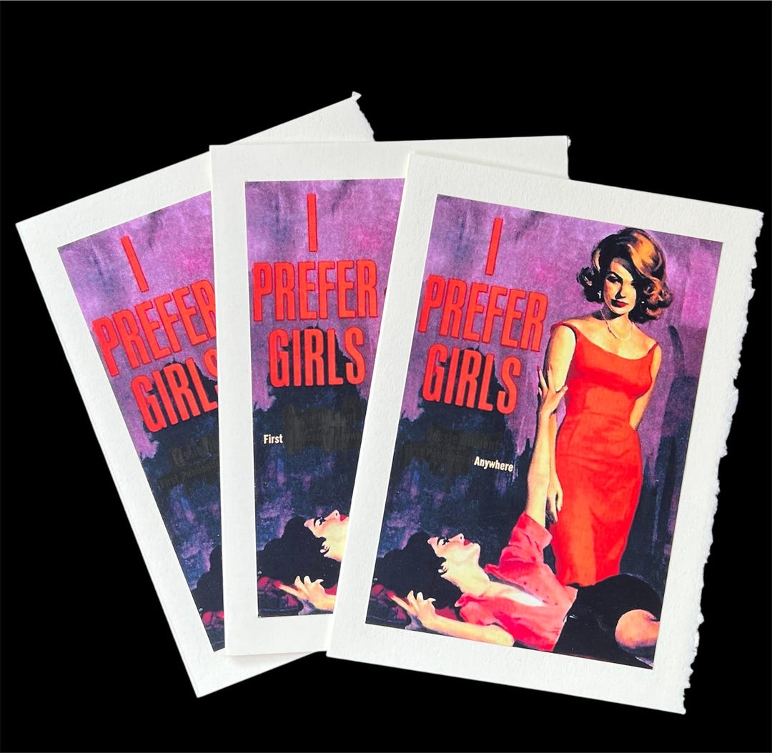 I Prefer Girls, Vintage LGBTQ Book Cover as Cards - Etsy