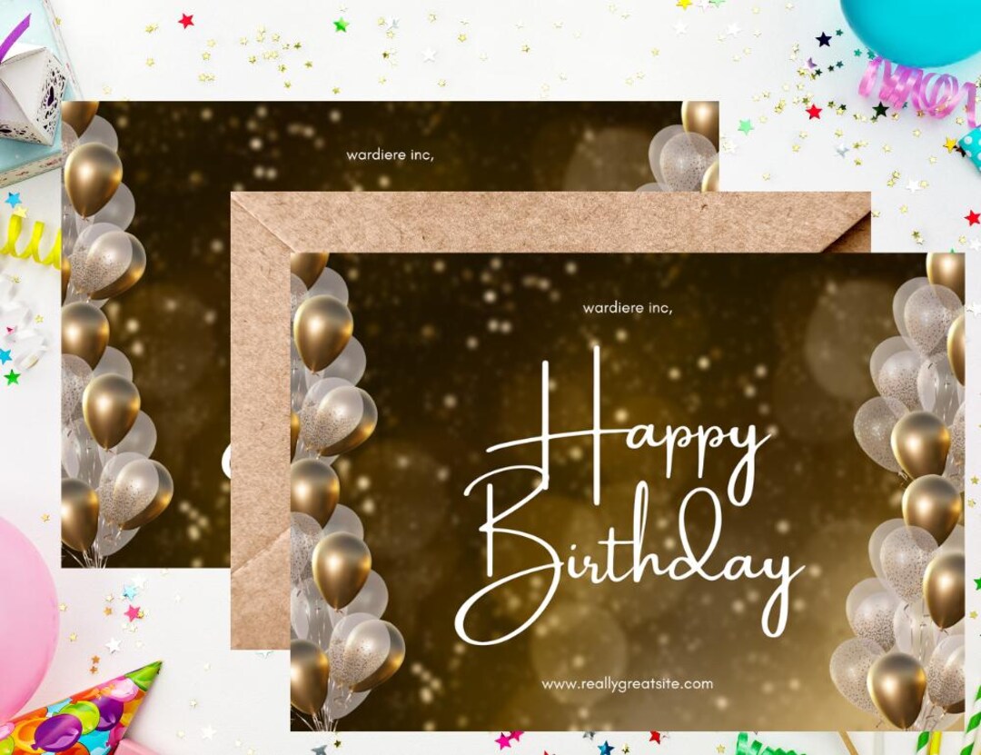 Black and Gold Simple Birthday Card - Etsy