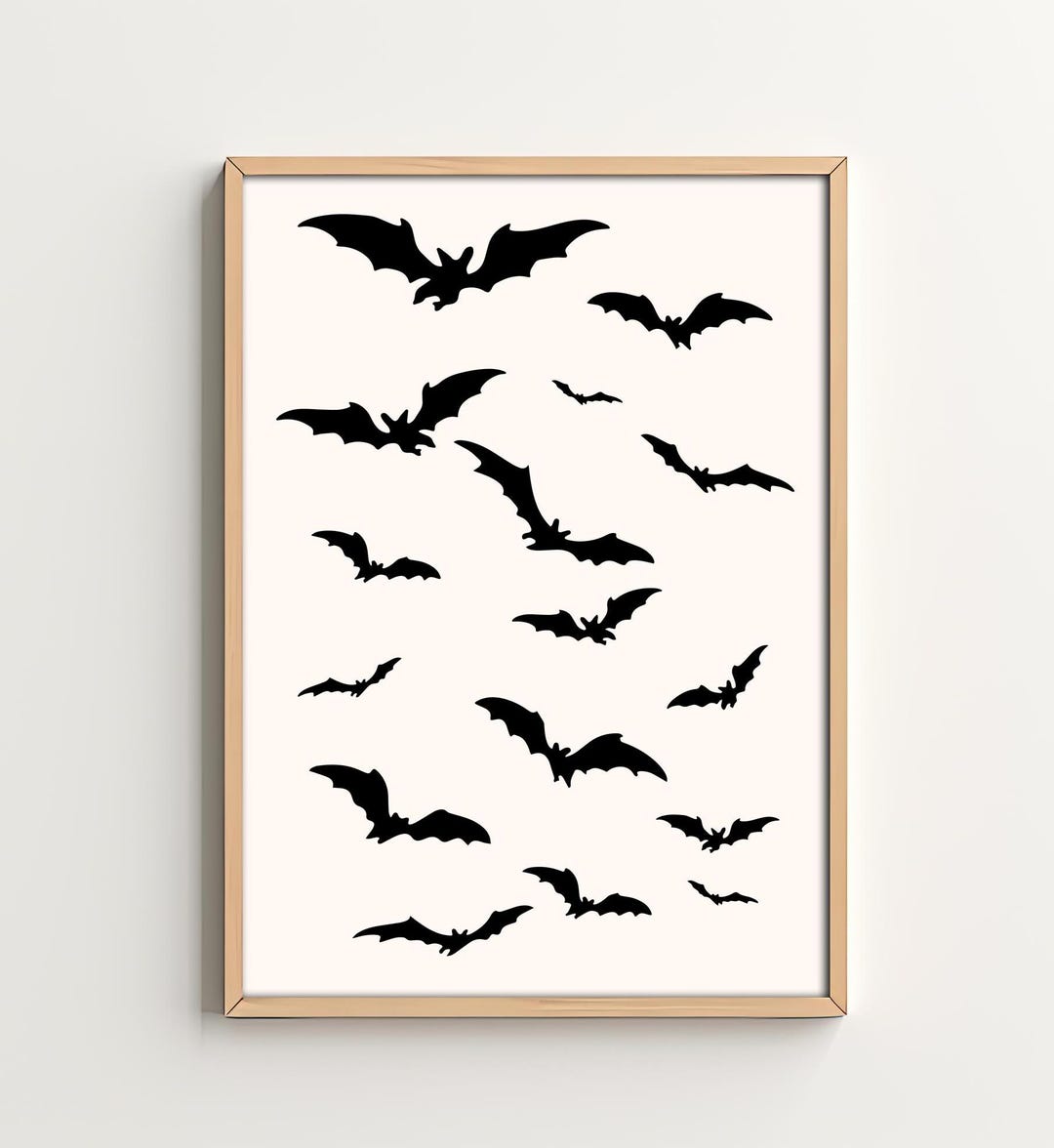 Spooky Bat Halloween Print Cute Black Bats Wall Art Printable Halloween ...