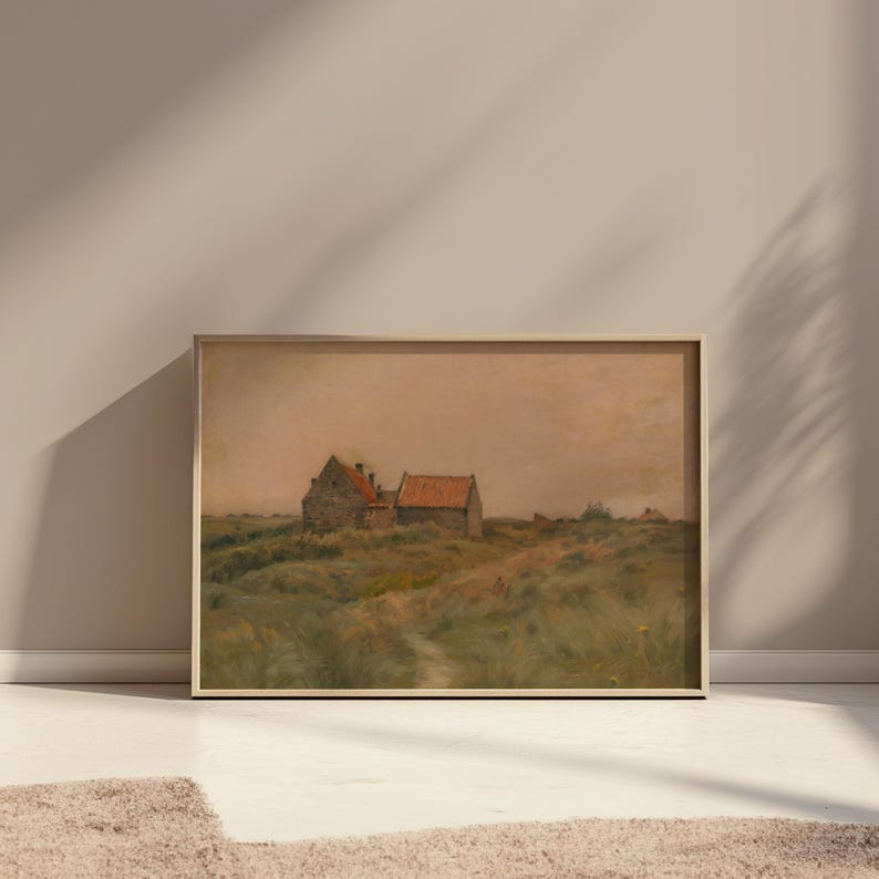 Rustic Fall Farmhouse Landscape Painting - Autumn Printable Art ...