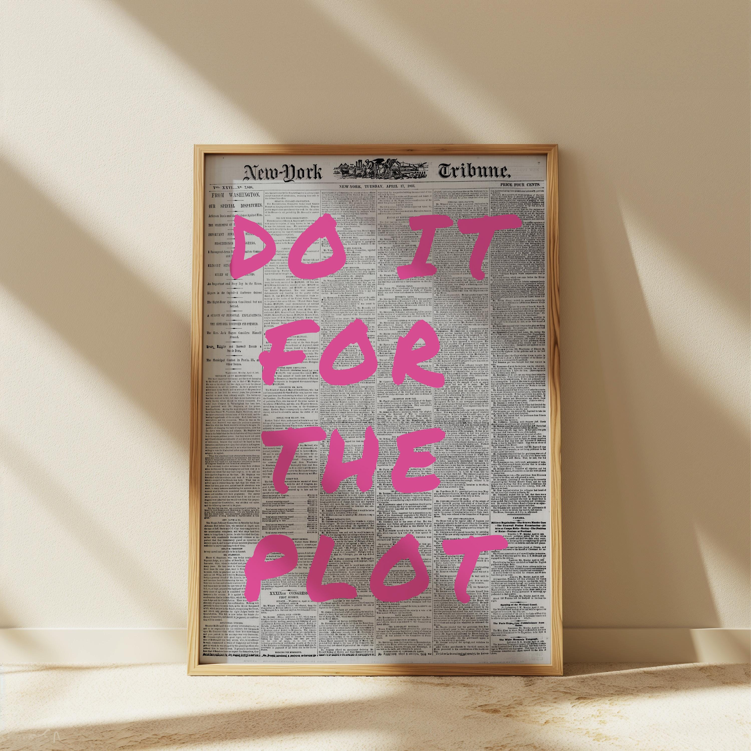 Do It for the Plot Newspaper Poster - Trendy Retro Wall Art ...