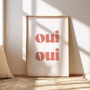 OUI OUI Poster - Pinkish Brown Wall Art, French Print, Bathroom Art ...