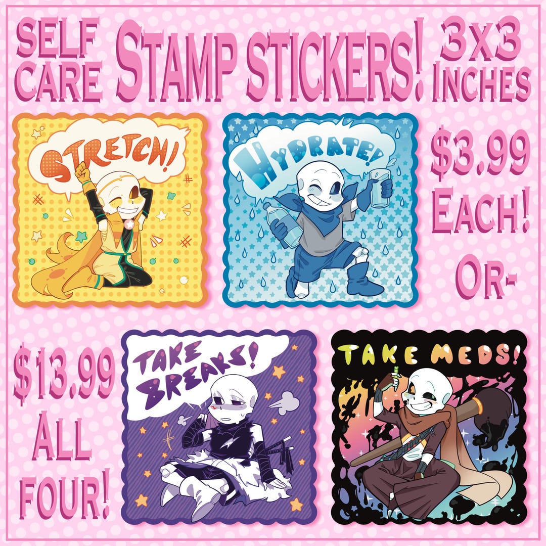 Undertale AU/UTMV Self Care Reminder Stamp Stickers SERIES 1 - Etsy