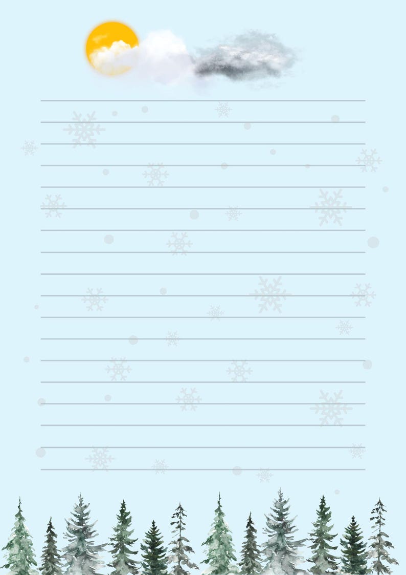 Printable Stationery, Writing Paper, Winter, Snowing - Etsy